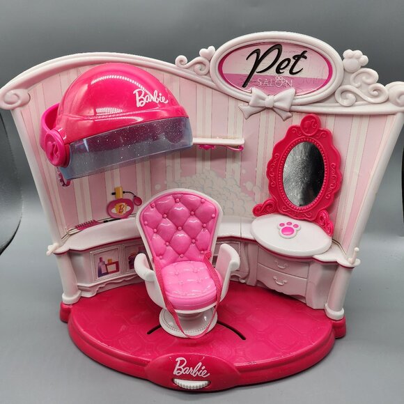 Mattel | Toys | Barbie Pet Salon Playset Pink White Dog Grooming Chair ...